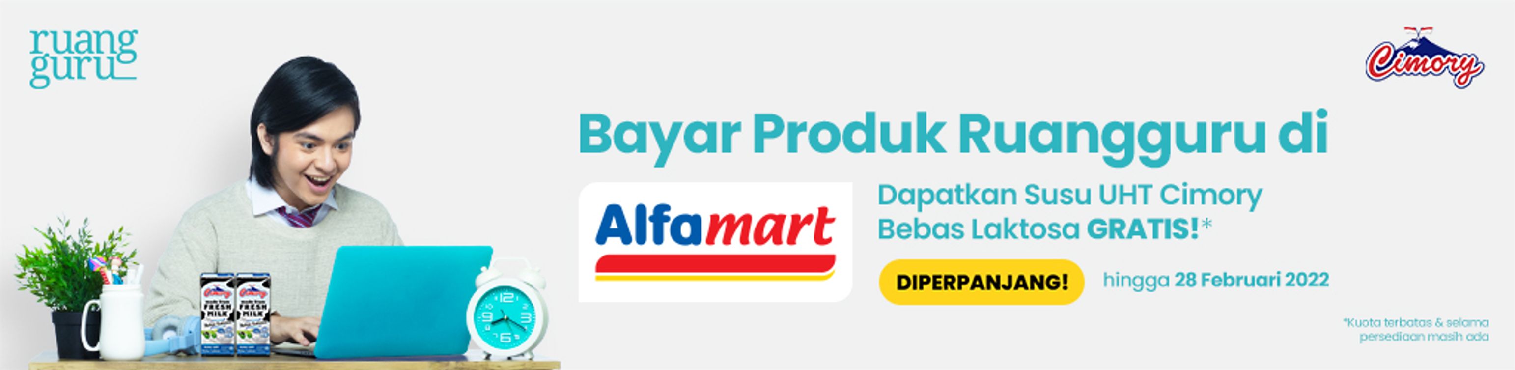 Bayar langganan belajar di Alfamart, Gratis Susu UHT Cimory